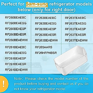 DA97-12650A, DA63-07104A Refrigerator Door Shelf Replacement Right Side Compatible with sam-sung RF260, RF261, RF263 Replaces 2692337,AP5620330,PS4176653 sam-sung Refrigerator Parts Fridge Shelf