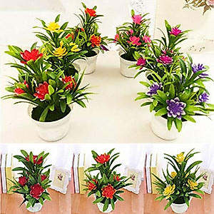 TUANJIE Outdoor Flower Fake False Plants Flowers Artificial Garden Decor with Pot 5 Head Home Decor for Home Decor Wedding Decorative Flowers DIY,Yellow