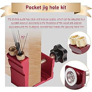 Comidox 1Set 15°Woodworking Inclined Hole Locator Hole Jig Kit Pocket Hole Drill Guide Jig Set for Professionals and Tool Enthusiasts
