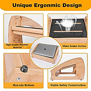 Bamboo Under Desk Footrest, Ergonomic Foot Rest with 4 Height Position Office Footrest, Improves Posture and Blood Circulation, Portable Step Stool for Home and Office or Work Standing Desks