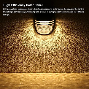 Solar Fence Lights, 6 Pack LED Solar Deck Lights - Waterproof - Easy Installation - Long lasting Battery - Beautiful Lighting Decoration - Amber LED Light, Outdoor Solar Light for Garden, Stairway