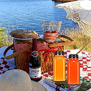 ookizom 24 Pack 8oz Plastic Juice Bottles with Caps, Perfect for Your Water, Juice or Smoothie, Reusable Clear with 3 Brushes & 2 Folding Funnels & Exquisite Label Paper