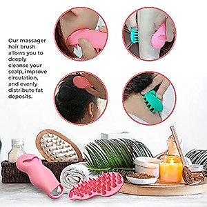 WeeCosy Hair Shampoo Brush Anti Cellulite Massager Scalp Care Hair Brush with Soft Silicone Scalp Massager (Pink)