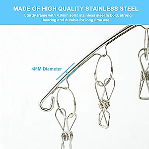 Seropy Clothes Hanger with 10 Clips Laundry Drying Rack 6 Pack, Clothes Drying Rack Stainless Steel Sock Hangers Windproof Clip and Drip Hanger for Drying Socks, Bras, Towel, Underwear, Baby Clothes