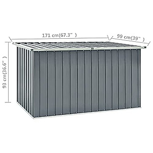 YEZIYIYFOB 416 gal Outdoor Garden Storage Deck Box Metal Steel Patio Storage Chest Container Storage Organizer Cabinet for Patio, Lawn, Backyard, Outdoor Gray + 67.3"x39"x36.6"