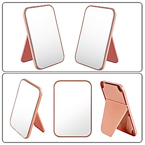 Ponpon 1Pcs Desktop Makeup Mirror, Foldable Tabletop Makeup Mirror Portable Small with Stand for Tabletop, Bathroom, Desk, Bedroom