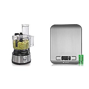 Hamilton Beach 10-Cup Food Processor & Vegetable Chopper with Bowl Scraper, Stainless Steel & Etekcity Food Scale, Digital Kitchen Weight Grams and Ounces for Baking and Cooking, Small