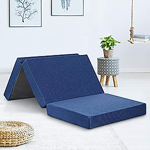 Sleeplace 4 inch Tri-Folding Memory Foam Topper, Blue (Blue), Twin (SVCN04TM02T)