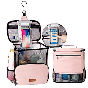 Zoosa Gym Shower Bag, Portable Mesh Shower Caddy Bag with Phone Pocket for Dorm, Full Size Bottle Compatible, 2022 Upgraded Hanging Travel Shower Bag