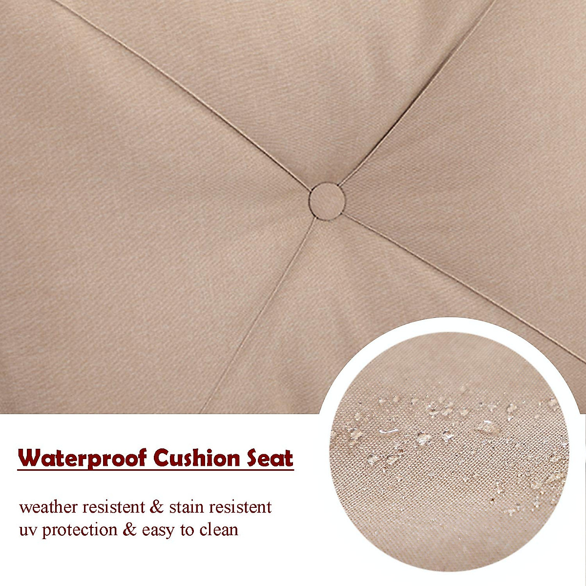 MFSTUDIO 2PCS Patio Bistro Dining Spring Motion Chairs Outdoor Furniture for Backyard, Garden with Removable Cushion Seat, Metal Frame, Beige