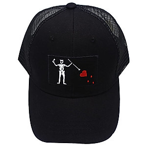 DailyCarry Men's Women's Military Seal Team Blackbeard Jolly Roger Pirate Flag Baseball Cap Snapback Stretchable Hat (Black)