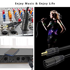 XMSJSIY 3.5mm to XLR Stereo Cable 1/8 TRS to 2 XLR Male Y Splitter Adapter Interconnect Audio Microphone Breakout Patch Cord for Studio Monitor Speakers, Laptop, DMX Adapter -1pcs