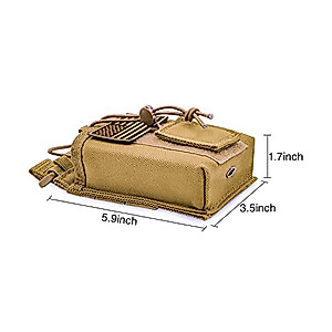 Molle Radio Pouch Radio Holster Tactical Radio Holder Duty Belt Accessories Military Heavy Duty Radio Bag for Two Ways Walkie Talkies Adjustable Storage with 1 Pack Patch (Tan)