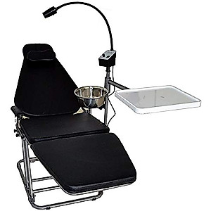 Castanai USA Dynamic PU Leather Height Adjustable Portable Black Chair with Doctor's Chair with LED Exam Light with Tray with Nylon Bag