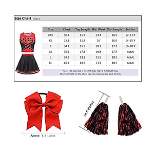 GRAJTCIN Cheerleader Costume for Women Cheerleading Uniform School Girls Dress Teenager Cheer Outfit Halloween Costume (XXS, Black)
