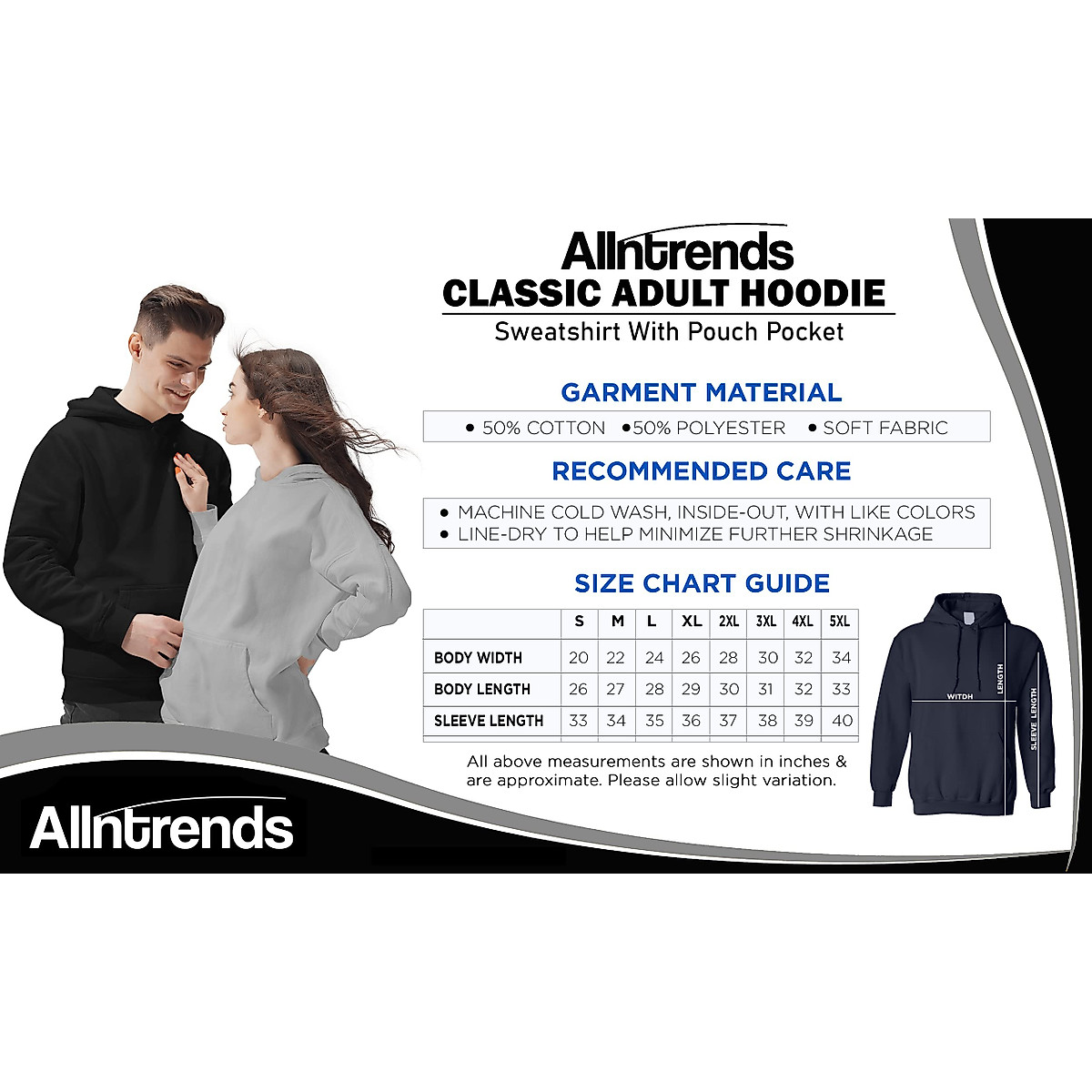 ALLNTRENDS Backwood Hoodie Adult Graphic Backwood Hooded Sweatshirt (L, Black)