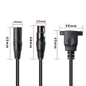 GELRHONR 1 Pair XLR 3pin to RJ45 Female Adapter Cable,XLR Male to RJ45 Network Connector Extension Cable Use Cat5 Ethernet for DMX-CON Controller Series-1.1Ft