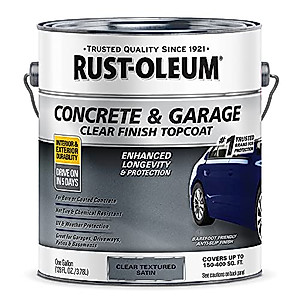Rust-Oleum 380896 Concrete and Garage Floor Paint Topcoat Satin Textured Clear gal