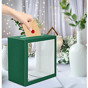 SietDESEO Green Card Box for Party Diy Money Card Box Gift Card Box Holder for Wedding Reception Baby Shower GraduationBirthday Card Box