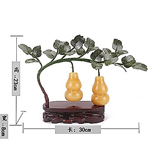 WYFDP Jade Fortune Feng Shui Gourd Potted Ornaments to Attract Wealth and Gather Wealth Living Room Wine Cabinet Decorations (Color : Gray, Size : 23 * 8 * 30cm)