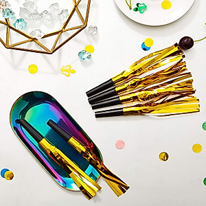 Sumind 24 Pieces Gold Noise Makers Glitter Noise Makers Metallic Fringed Party Blowers for Adults Birthday Graduation Sporting Events 2024 New Years Party Favor Supplies