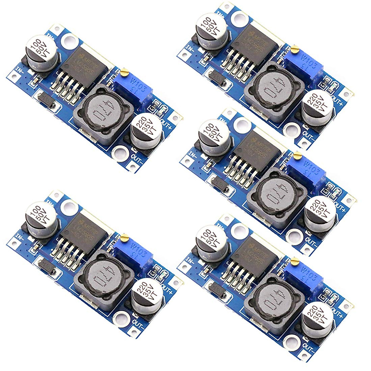 HiLetgo 5pcs LM2596S-ADJ Power Module DC-DC Buck Regulator 3A Adjustable 5V/12V/24V