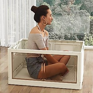 Storage Bins with Lid, 36 Gal Extra Large Collapsible Storage Bins with Private Panel, 3 Packs Stackable Storage Bins with Wheels,Closet Organizers and Storage for Home, Ofiice, Dorm