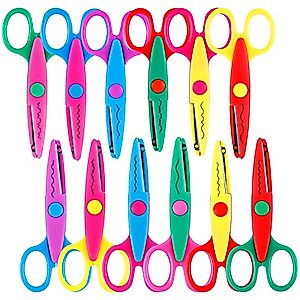UCEC Craft Scissors Decorative Edge, 12 Pack Crafting Scissors 5 Inch Pattern Scissors, Decorative Scissors, Colorful Design Scissors for Crafts, Scrapbook Scissors for Crafting, Fun Scissors