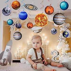 20PCS Space Solar System Theme Hanging Swirls Decorations, Outer Space Party Supplies Ceiling Hanging Swirls for Birthday Baby Shower Party Decorations