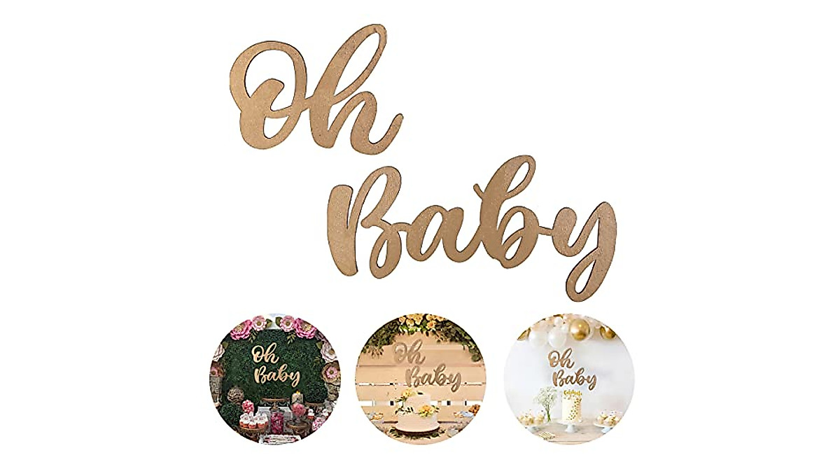 Elegant Wood Gold Baby Sign for Showers & Nursery Decor
