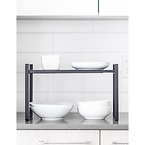 Stackable Cabinet Shelf Organizers, Expandable Kitchen Countertop Organizer - Multi-Functional Cabinet Shelves, Heavy Duty Non-Slip Shelf Riser for Kitchen Pantry, Bathroom, Bedroom Organization