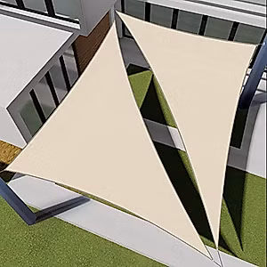 E&K Sunrise 8' x 8' x 11.3' Beige Sun Shade Sail Right Triangle UV Block Durable Awning UV Block Canopy Perfect for Patio Backyard Lawn Garden Outdoor Activities -Customized