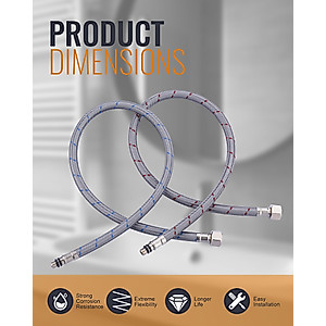 Faucet Supply Lines: WOWOW 40" Bathroom Sink Faucet Hose, Braided Nylon cUPC Supply Lines 3/8" Female Compression Thread × M8 Male Connector,Stainless Steel Braided Supply Line(1 Pair)