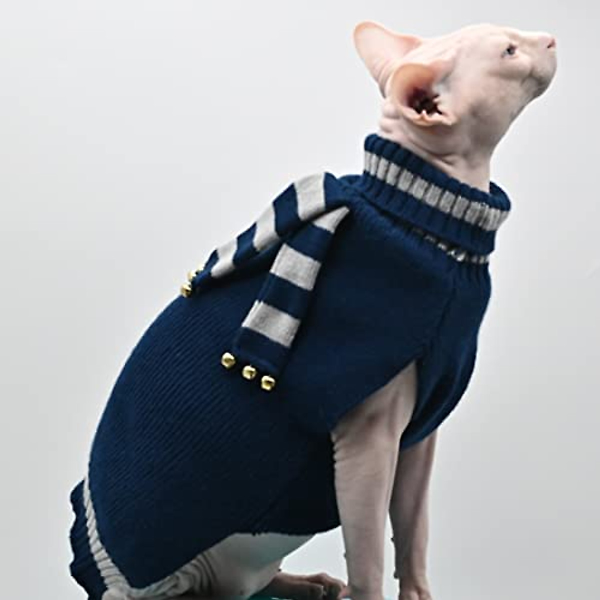 Sphynx Cat Clothes Bell Rings Sweater Hairless Cat Clothes Devon Clothes Cat Apparel for Small Kitten and Dogs (XX-Large)