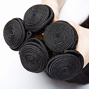 Body Wave 3 Bundles with Closure 100% Unprocessed Brazilian Body Wave Human Hair Weave with 4x4 Free Part Lace Closure Natural Color (14 16 18+12,Bundles with Closure)