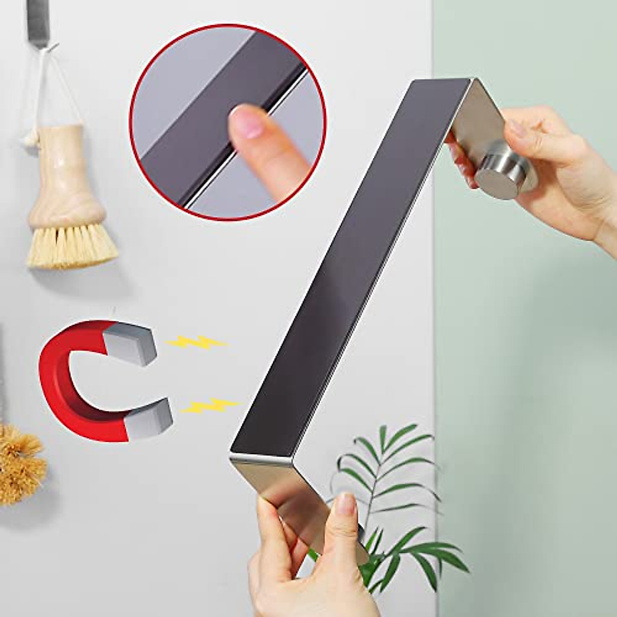 Magnetic Paper Towel Holder - KEGII Strong Magnetic Paper Towel Roll Holder for Refrigerators RVs Grills Toolbox Stainless Steel Silver