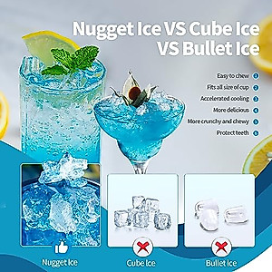 Nugget Countertop Ice Maker with Soft Chewable Ice, 34Lbs/24H, Pebble Portable Ice Machine with Ice Scoop, Self-Cleaning, One-Click Operation, for Kitchen,Office Stainless Steel Silver