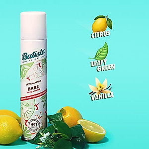 Batiste Dry Shampoo, Bare Fragrance, Refresh Hair and Absorb Oil Between Washes, Waterless Shampoo for Added Hair Texture and Body, Dry Shampoo Bottle 6.35 Oz(Pack of 1)