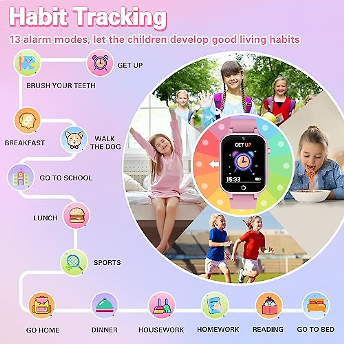 HD Touchscreen Smartwatch for Girls Ages 5-12 - With 26 Games, Video Camera, Music, Pedometer and More - Fun Educational Birthday Gift