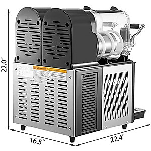 VEVOR 110V Slushy Machine, 3L x 2 Daiquiri Machine Commercial, Single Bowl Frozen Drink Slush Machine, Black Commercial Slushie Machine, 340W Frozen Slush Machine, Stainless Steel Home Slush Machine