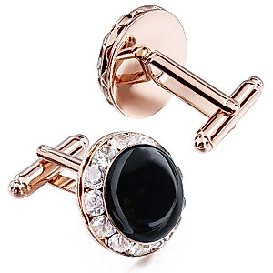 HAWSON Crystal Cuff Links and Studs Set for Mens Tuxedo Shirts Wedding Accessories