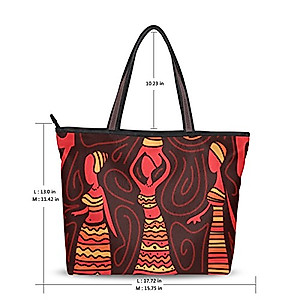 JSTEL Women Large Tote Top Handle Shoulder Bags Abstract African Art Patern Ladies Handbag
