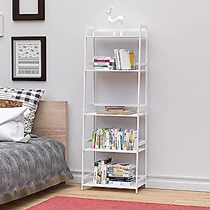 WTZ Bookshelf Book Shelf, Bookcase Storage Shelves Book case, Ladder Shelf for Bedroom, Living Room, Office MC-508(White)