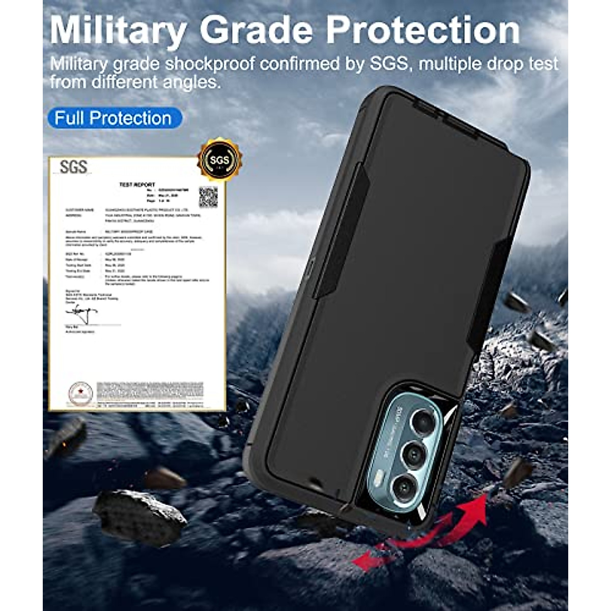 Dahkoiz for Motorola Moto G Stylus 5G (2022) Case with Screen Protector [Tempered Glass] and Dust-Proof Cap, Support Magnetic Car Mount, Full Body Silicone Rubber Cover Phone Case, Black