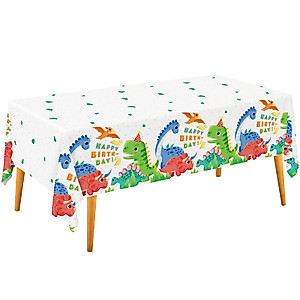 Dinosaur Party Supplies Disposable Tablecloth Waterproof Plastic Rectangular Table Cover for Boys Kids Birthday Party Baby Shower Dinosaur Party Decorations 3PCS 54 X 108 inch