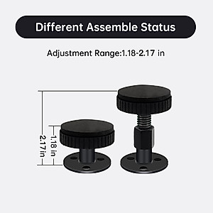 LveSunny 4PCS Headboard Stoppers, Black Adjustable Bed Frame Anti-Shake Tool, Bed Stabilizer, for Wall, Beds, Sofas, No Creaking, Protect The Wall from Banging, Easy to Install (1.18-2.17in) (Medium)