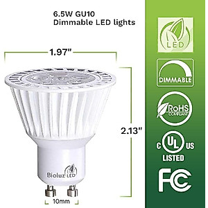 Bioluz LED 5 Pack LED Bulbs Commercial Grade GU10 LED Light Bulb Dimmable 3000K, 50W Halogen Replacement, LED Lights for Bedroom & Home Decor, 120V UL Listed Light Bulbs (Pack of 5)