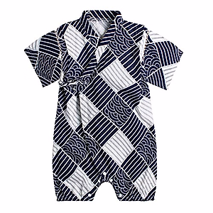 PAUBOLI Baby Japanese Kimono Robe Cotton Infant Comfy Loose Pajamas (3-9 Months, 26)