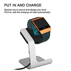 Tranesca Charging Stand/Charging Dock/Charging Cradle Compatible with Fitbit Ionic with 6ft Charging Cable Integrated