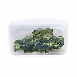 Stasher Reusable Silicone Storage Bag, Food Storage Container, Microwave and Dishwasher Safe, Leak-free, Snack, Clear